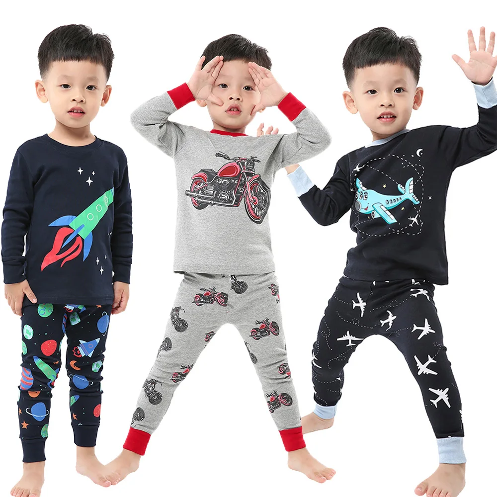 Boys Pajamas Sets 2 to 3 4 5 6 7 8 Years Cotton Long Sleeve Toddler Boy ...