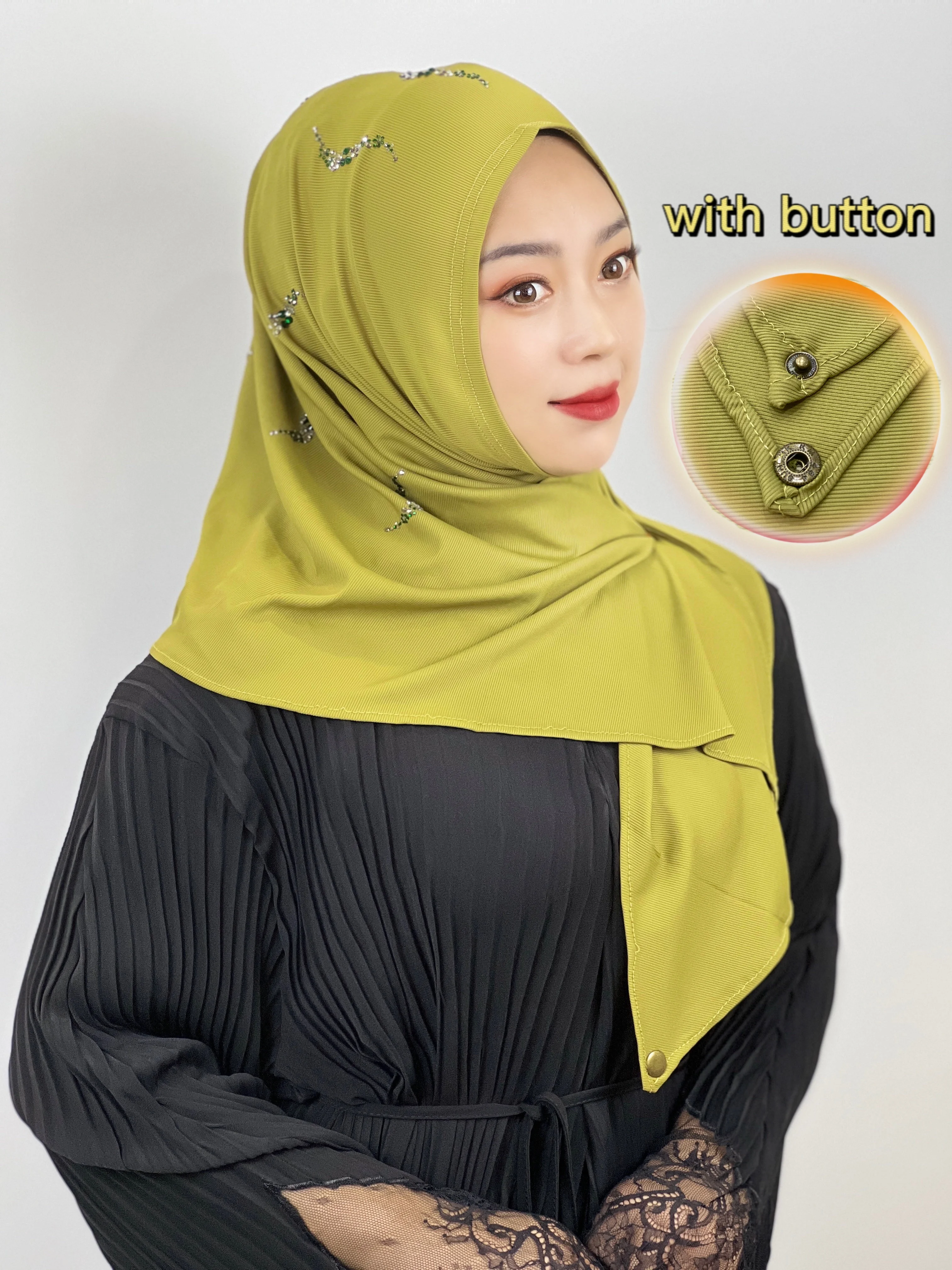 Muslim-Hijab-Diamond-High-Elasticity-Solid-Color-Hijab-Islamic-Scarf ...