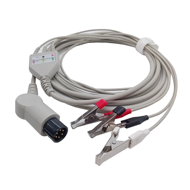 Generic Round 6 Pin ECG Cable One Piece 3 Lead Wires Veterinary Animal ...