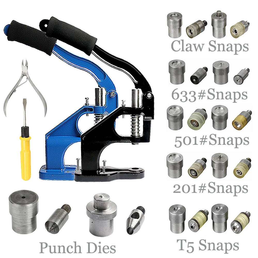 Snap-Fastener-Buttons-Dies-with-Hand-Punch-Press-Machine-Kit-for ...