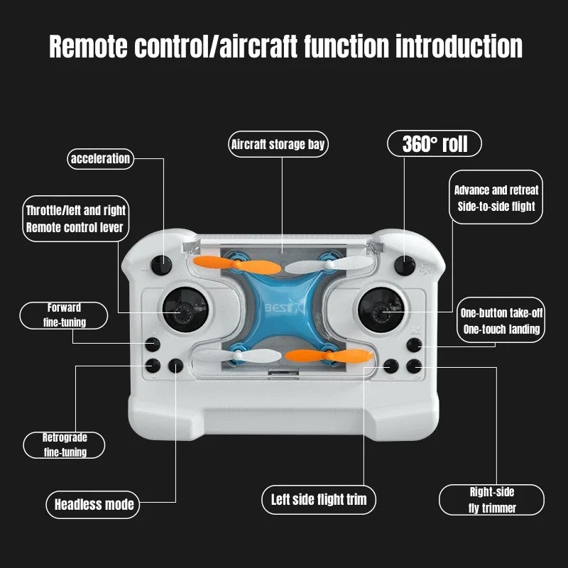 New HC702 Mini Drone Toy 360 ° Roll Remote Control Aircraft LED ...