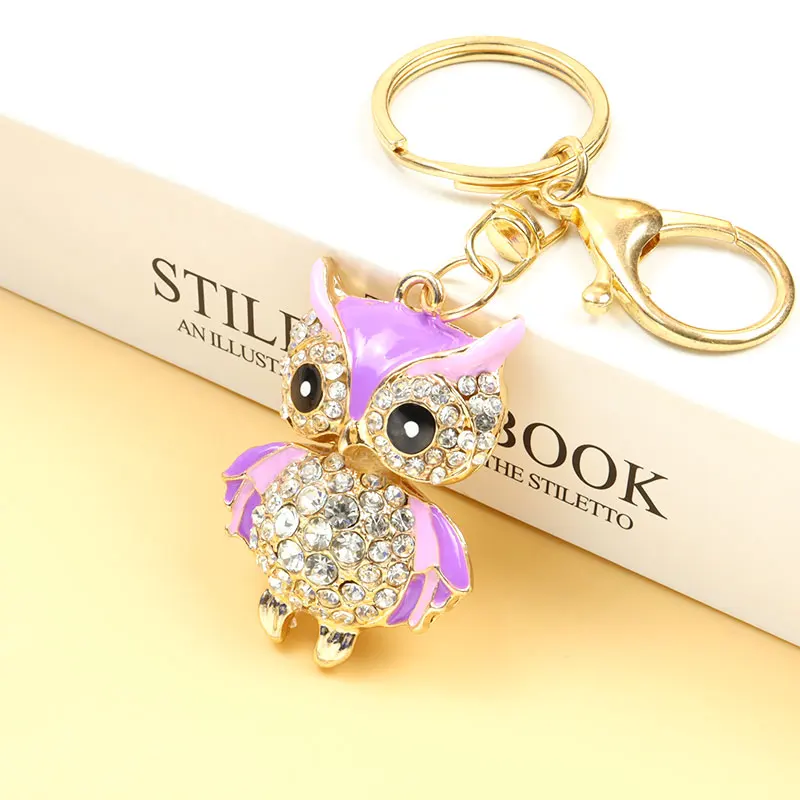 Cute-Owl-Crystal-Rhinestones-Enamel-Keychain-Car-Interior-Bag-Keys ...