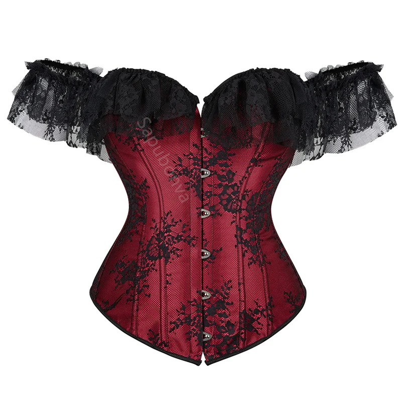 Lace Costumes | Lace Corset | Bustiers Corsets - Red Corset Bustier Top ...