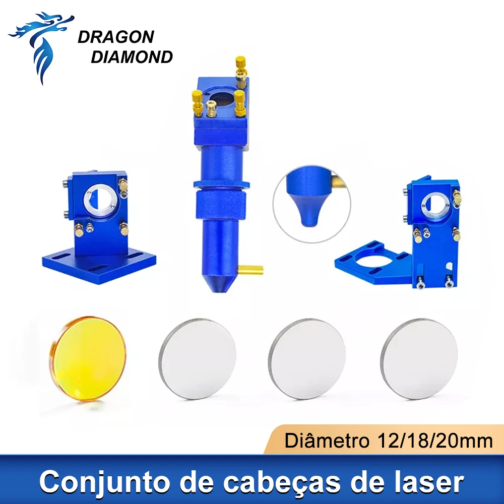 K40 Co2 Laser Head Set Lente Diâmetro 12/18/20mm FL.50.8mm Espelhos ...