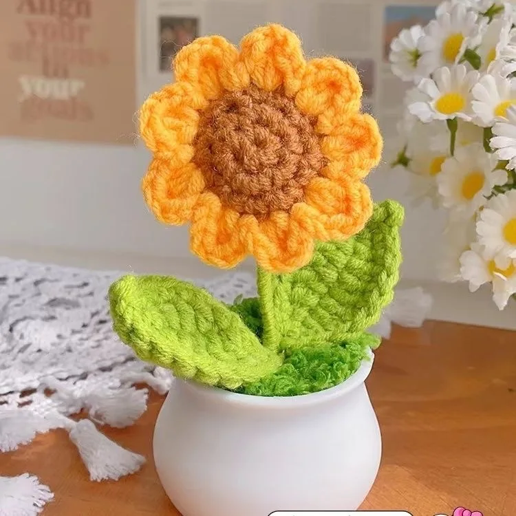 Woolen-Artifical-Flowers-Handmade-Simulation-Flower-Sunflower-Small ...