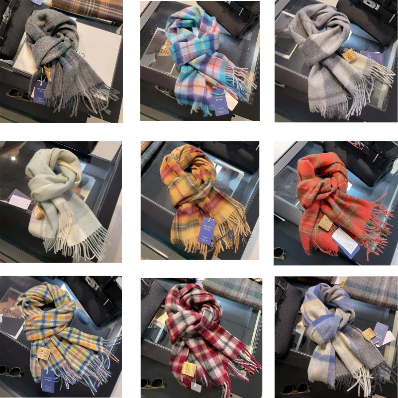 British Classic Unisex Couple Style Simple Versatile Winter Warm Scarf ...