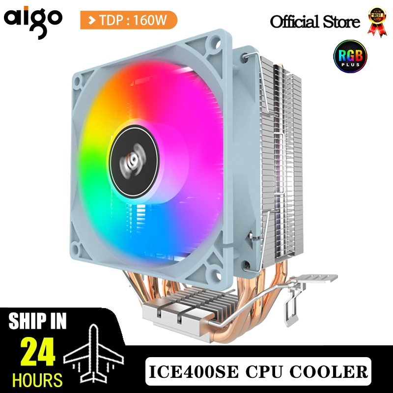 Aigo-ICE400SE-Air-CPU-Cooler-Cooling-Fan-Quiet-Ventilador-4-Heat-Pipes ...