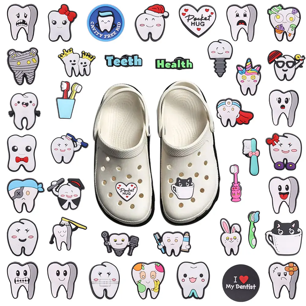 40pcs/set Shoe Charms Tooth Health Brush Cute Garden Shoes Accessories ...