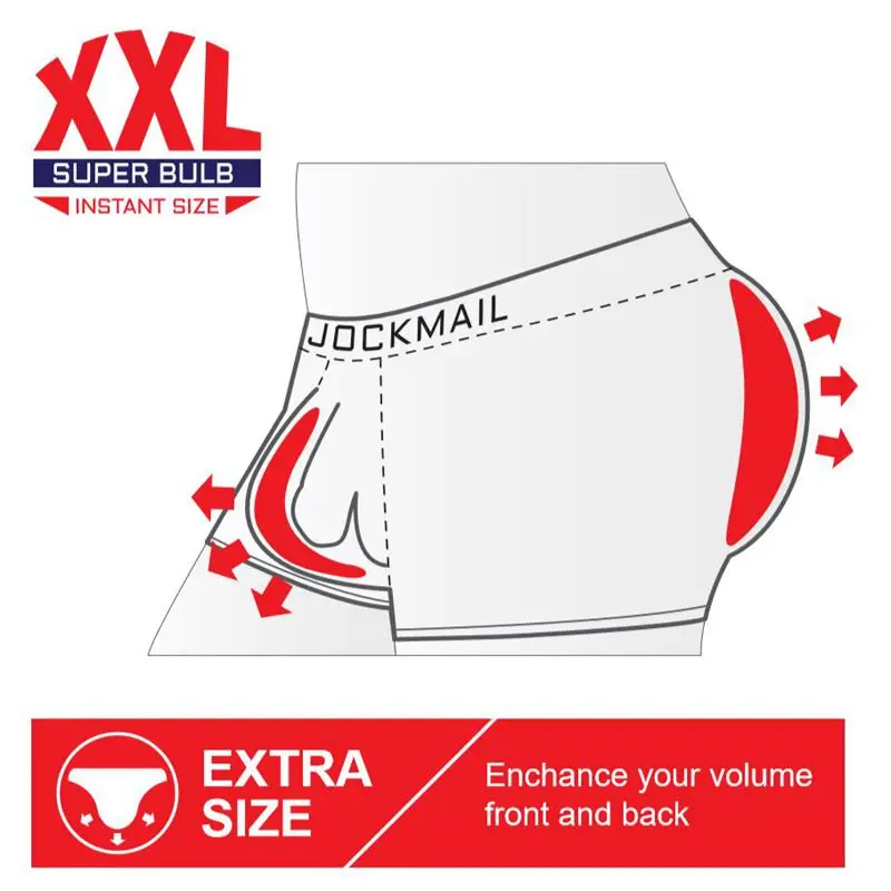 Jockmail Fashion Men's Underwear Push Up Pad Boxer Shorts Big Ass ...
