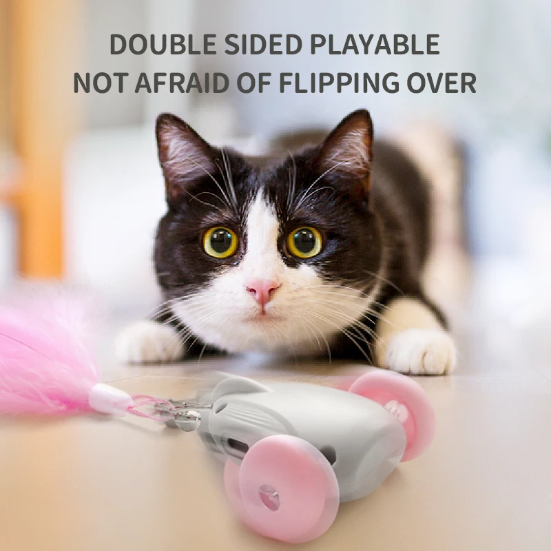 Running car Cat Toys Interactive Colorful Light Cat Teaser Sticks ...