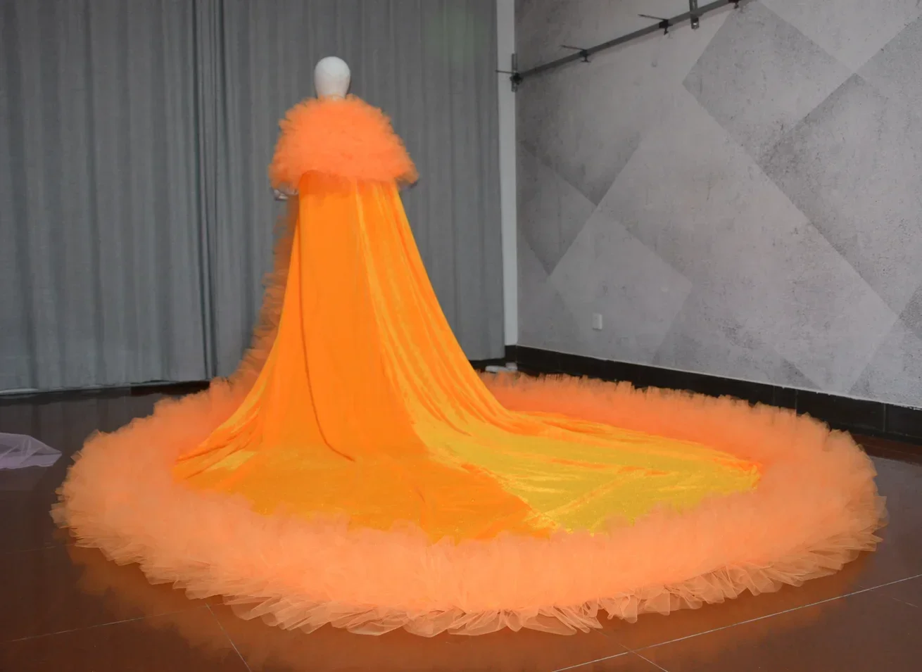 wedding-Beauty-pageants-party-Fashion-Stage-Tulle-pleated-ruffle-edge ...