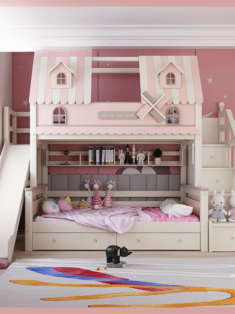 Solid-wood-upper-and-lower-beds-two-layers-of-high-and-low-beds-storage ...