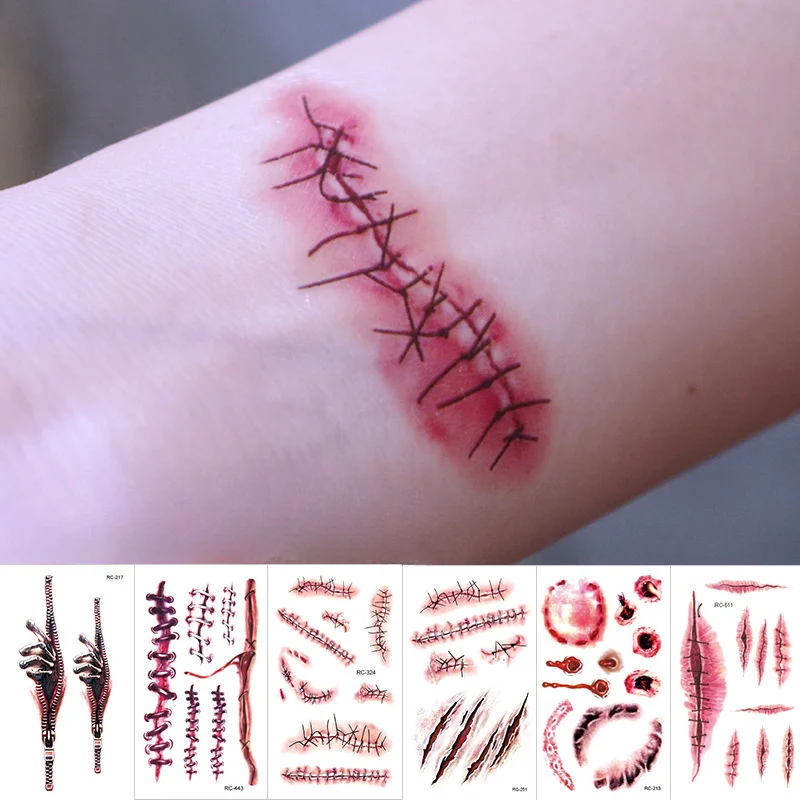 5pcs-Temporary-Tattoo-Stickers-Realistic-Surgical-Wounds-And-Scars ...