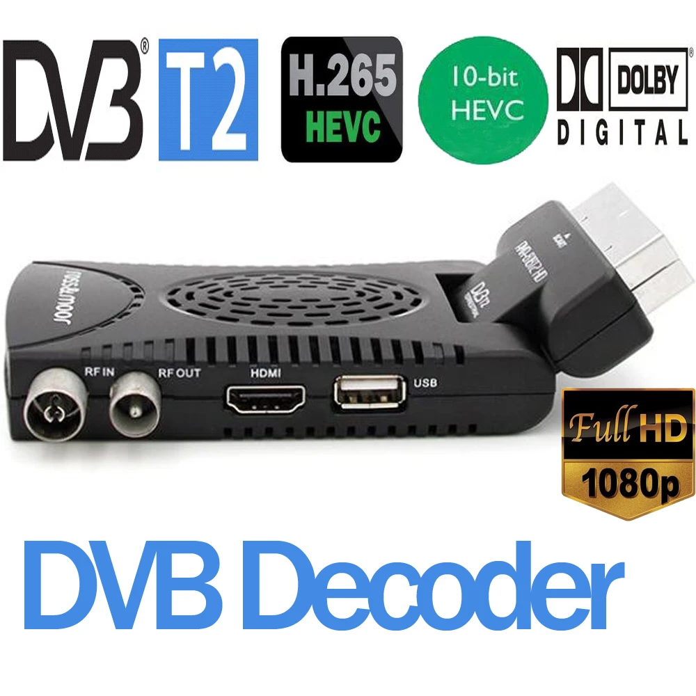 Mini New Dvb-t2 H.265/10bit Hevc Tuner Decorder With Learn Remote Dvb ...