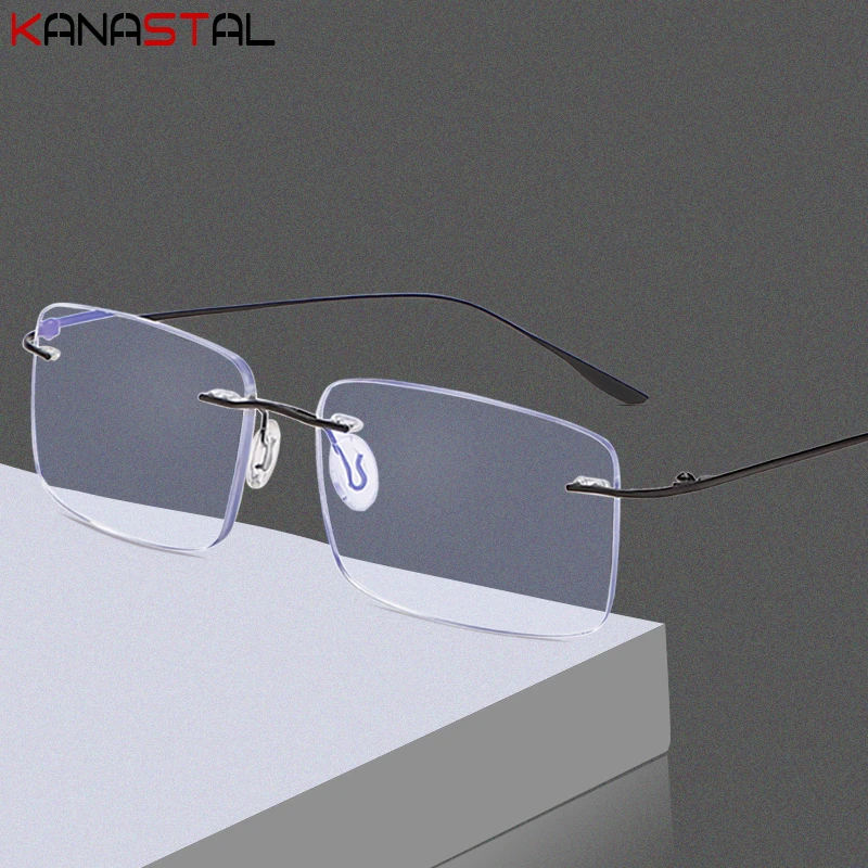 Men Cut Edge Eyeglasses Frames Elderly Double Light Eyewear Optical ...