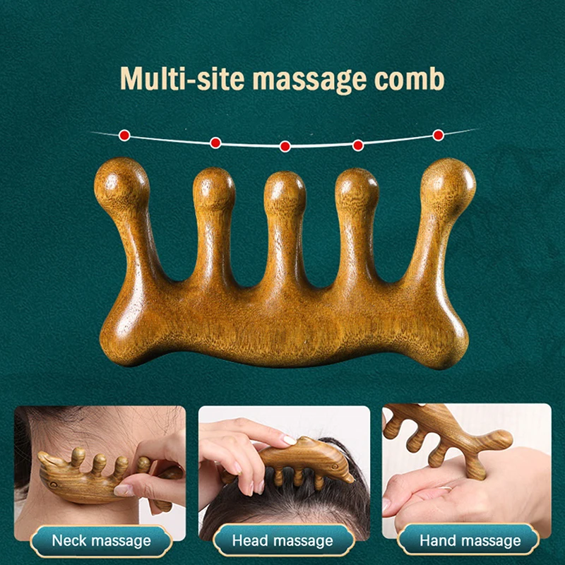 Meridian Massage Comb Five-tooth Handleless Wooden Point Acupuncture ...