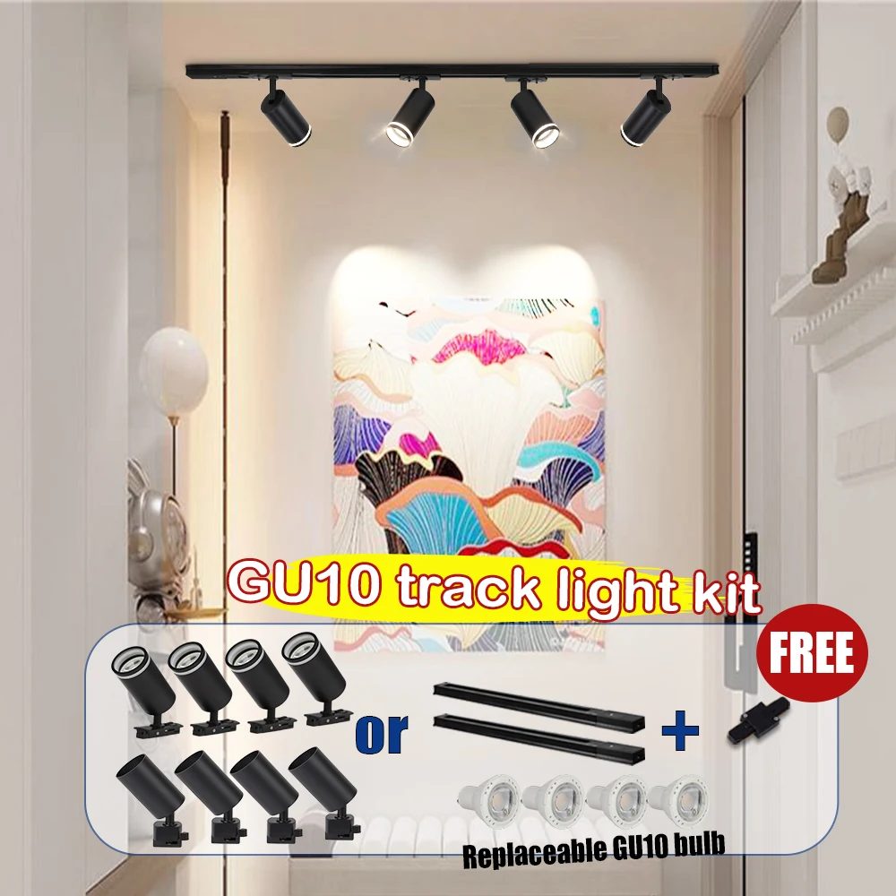 GU10 Track Lighting Kit 110V Track Light Rail Spot Led Spotlight ...