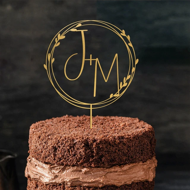Gold Monogram Wedding Cake Toppers