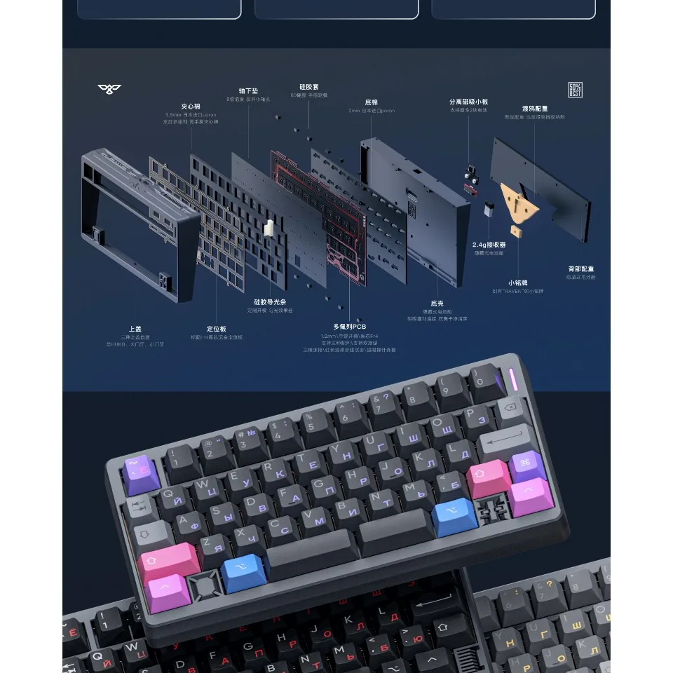 Raven50 V2 беспроводная механическая клавиатура HHKB 61 клавиш | AliExpress