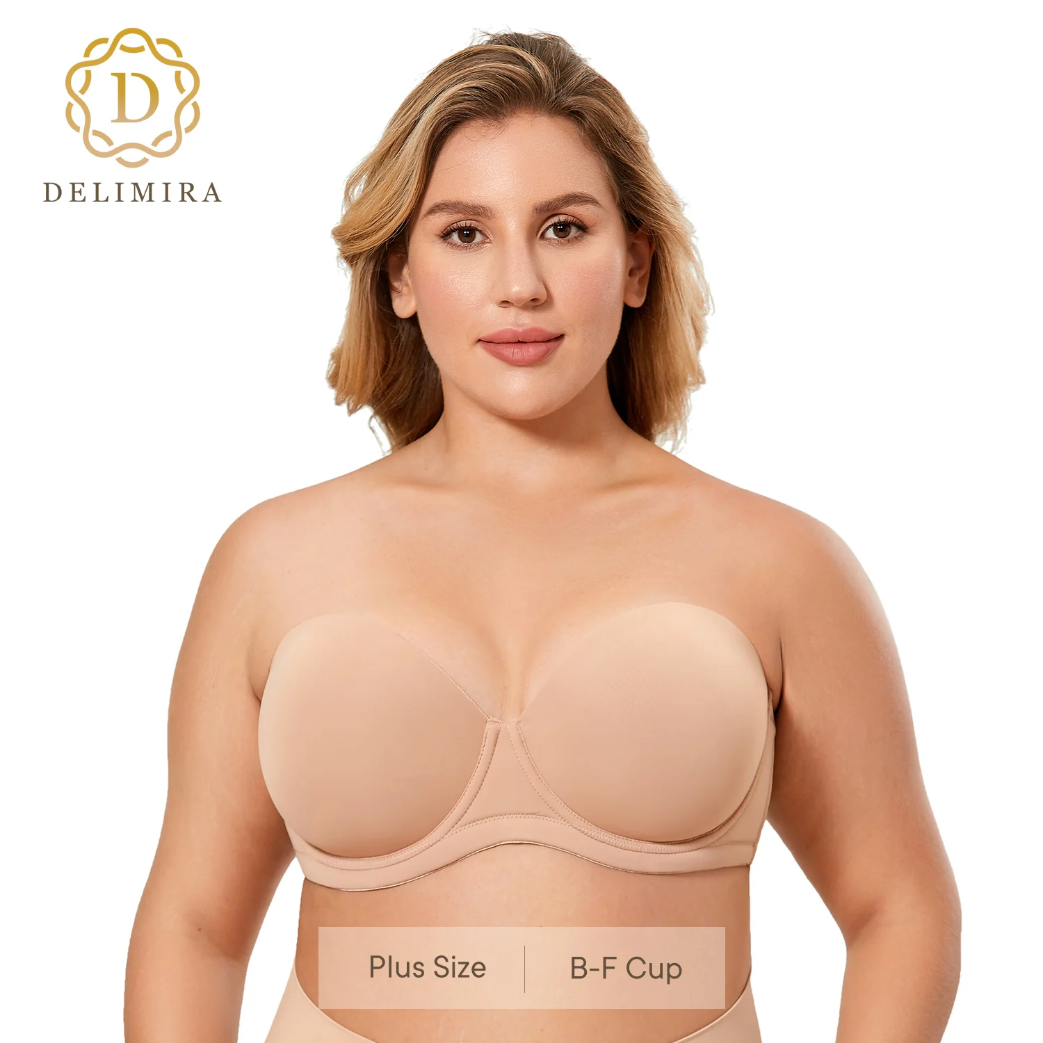 Delimira Women's Multiway Strapless Full Figure Underwire Contour Plus Size Bra - Bras - AliExpress