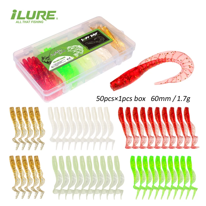 50pcs-Soft-Fishing-Lures-Silicone-Lure-Set-Artificial-Bait-Worm-6cm1-7g ...
