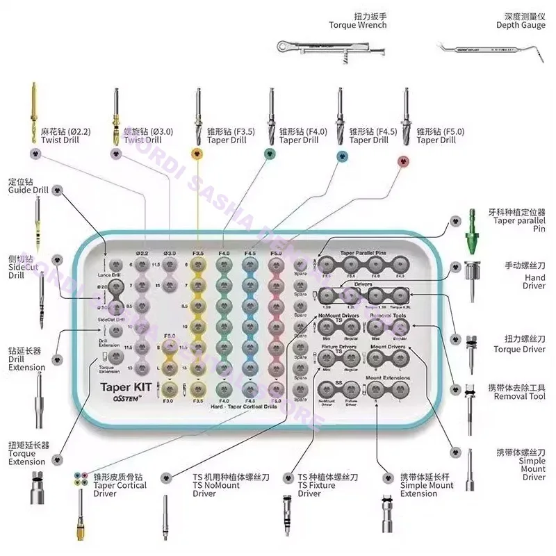 Dental Implant Surgical Osstem Taper Kit Basic Instrument Set MS Kit ...