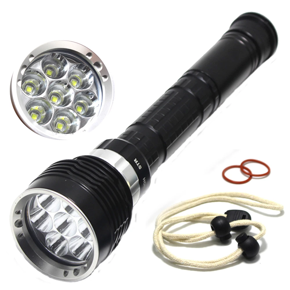 8000 Lumens Professional Diving torch T6 L2 LED Lantern 200M Underwater ...