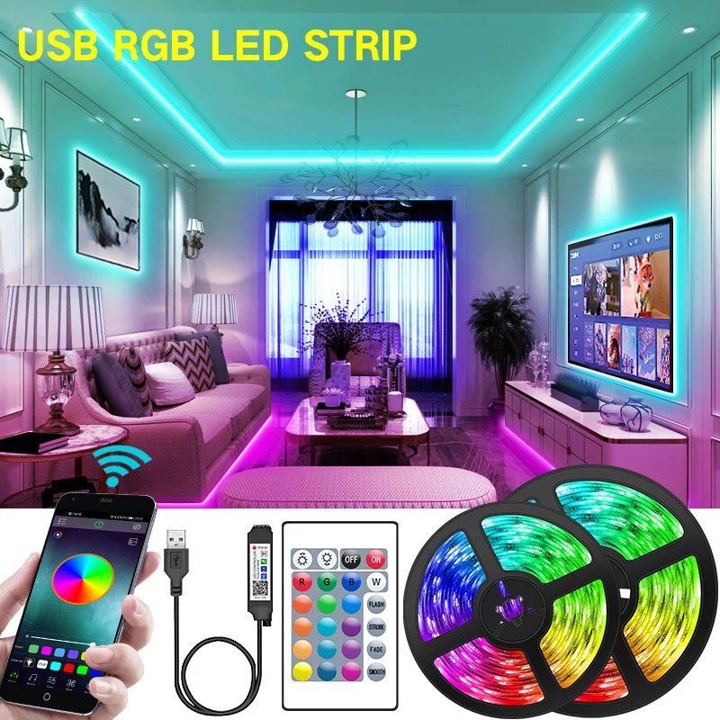 LED-Strip-Lights-RGB-5V-5050-Bluetooth-App-Control-USB-Led-Tape ...