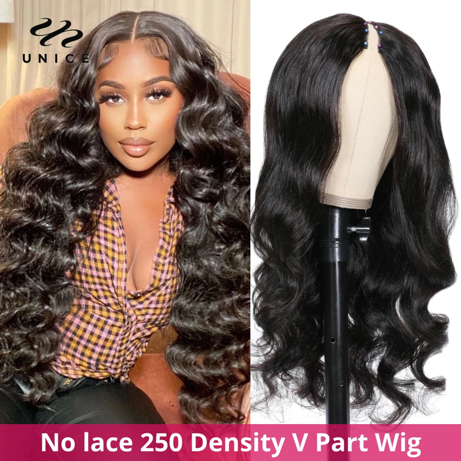UNice-Hair-250-Density-Body-Wave-V-Part-Wig-Human-Hair-Brazilian-V ...