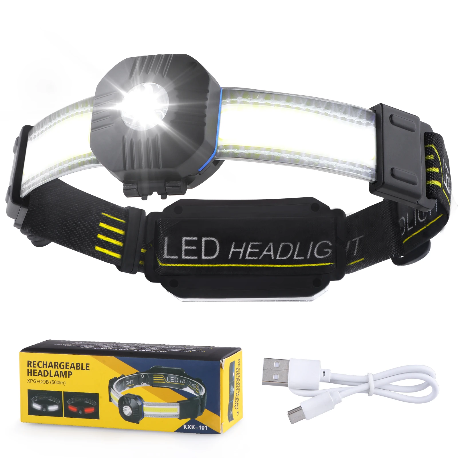 New Cob Led Headlamp Sensor Headlight With Built-in Battery Flashlight ...