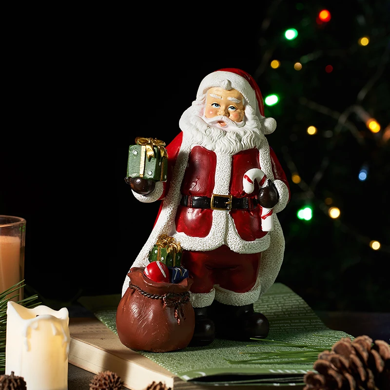 NORTHEUINS-Resin-Santa-Claus-Statues-Hand-Painted-Noel-Decorative ...