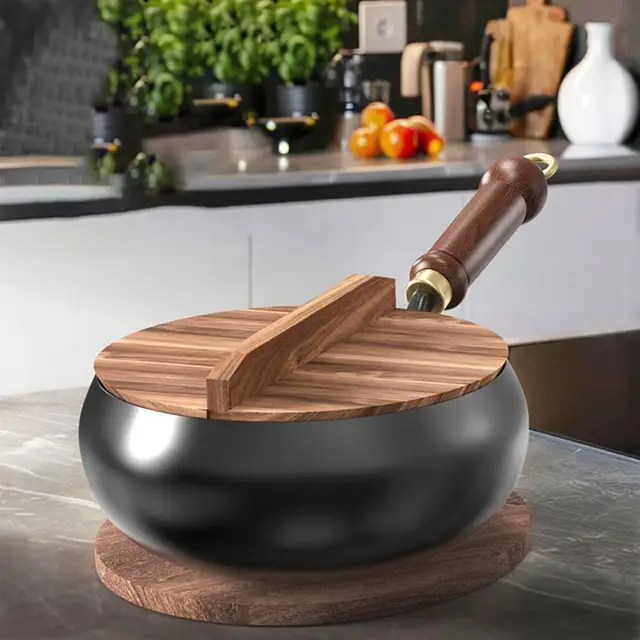 32cm Aluminium Wok Pink Non-Stick Wok - 32cm Aluminum With Lid, Works ...