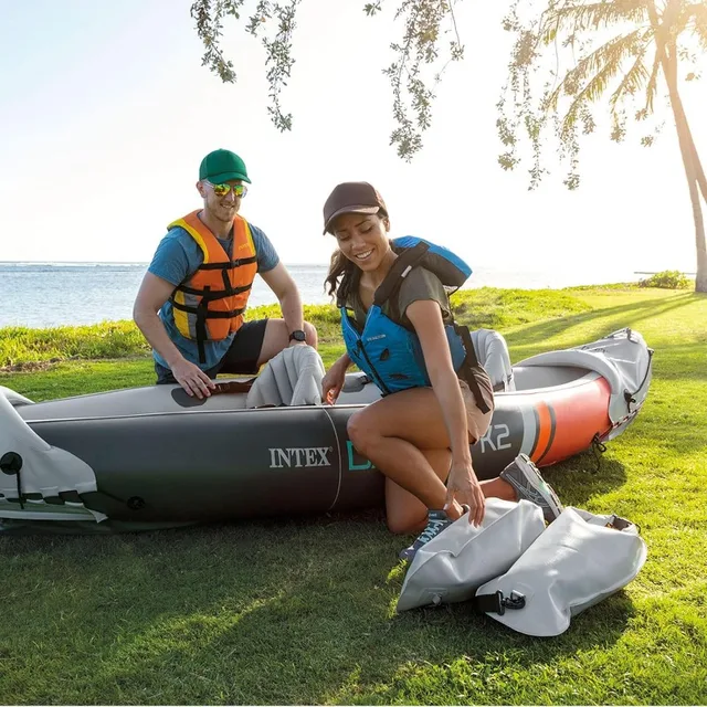 INTEX 2-Person Inflatable Kayak Set, Dakota K2 with 86in Oars and Pump ...