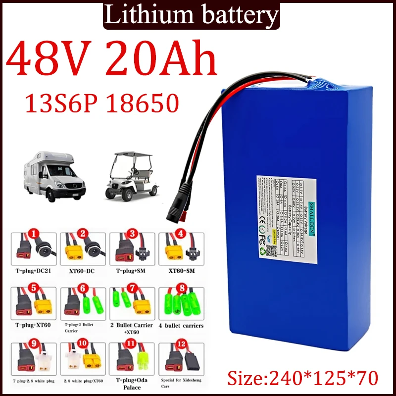 New-48V-20A-18650-lithium-battery-pack-13S6P-with-built-in-30A-balanced ...