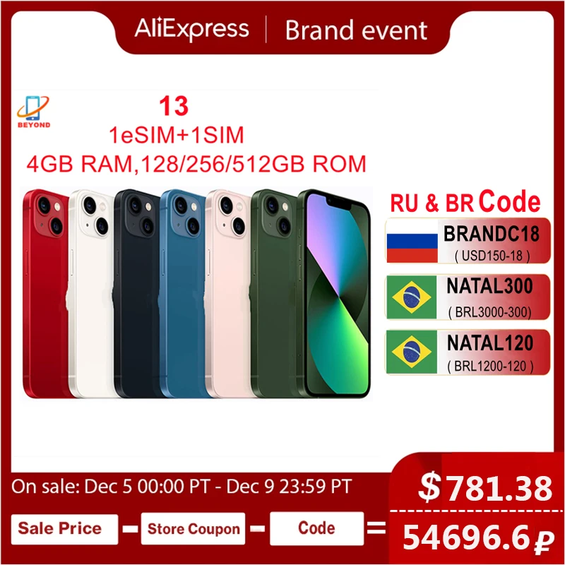 Apple Iphone 13 6.1" Super Retina Xdr Oled Unlocked Ram 4gb Rom 128/256 ...