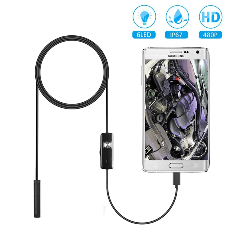 7mm Endoscope mini Camera Flexible IP67 Waterproof Micro USB Inspection ...