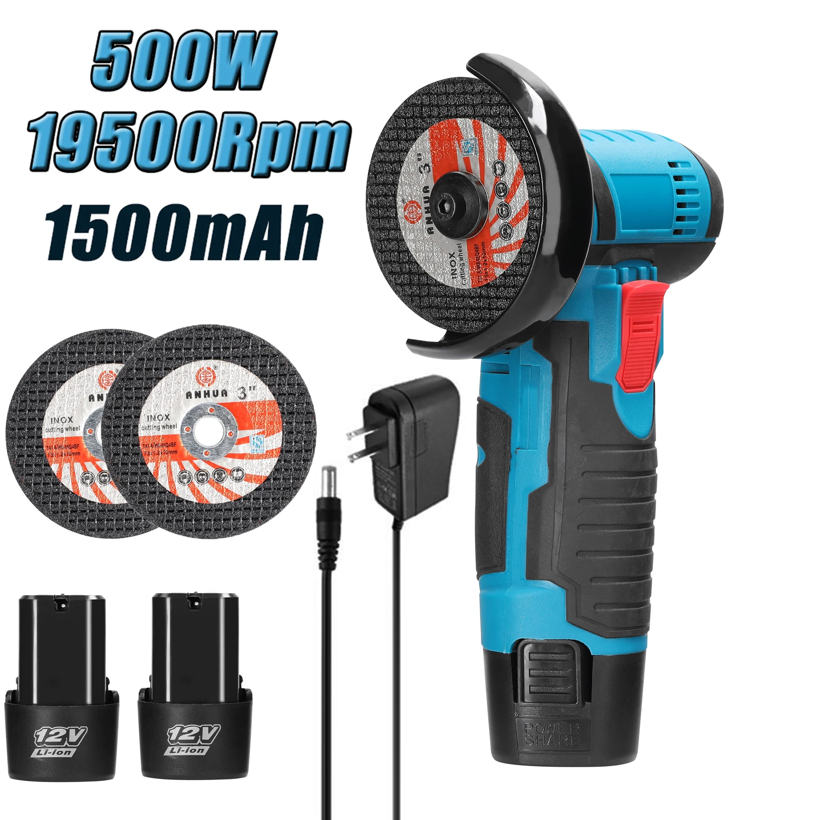 12v 19500rpm Mini Angle Grinder With Rechargeable Lithium Battery ...