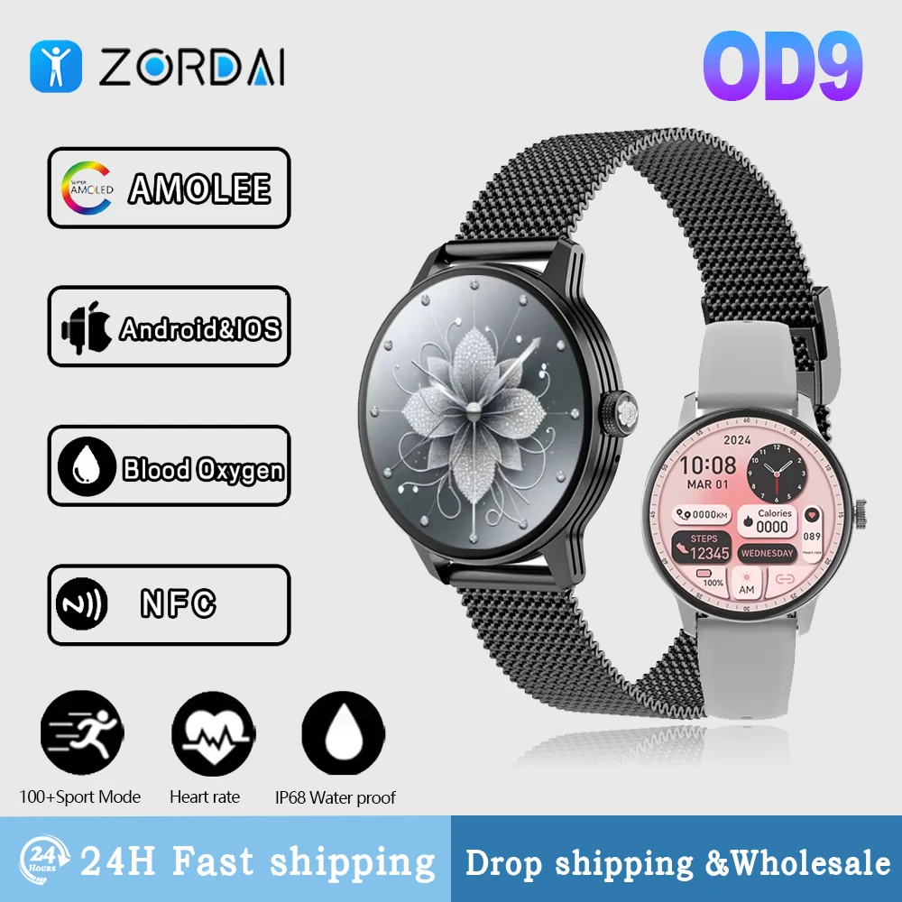 Zordai-OD9-Bluetooth-Call-Smart-Watch-Women-AMOLED-Screen-Custom-Dial ...