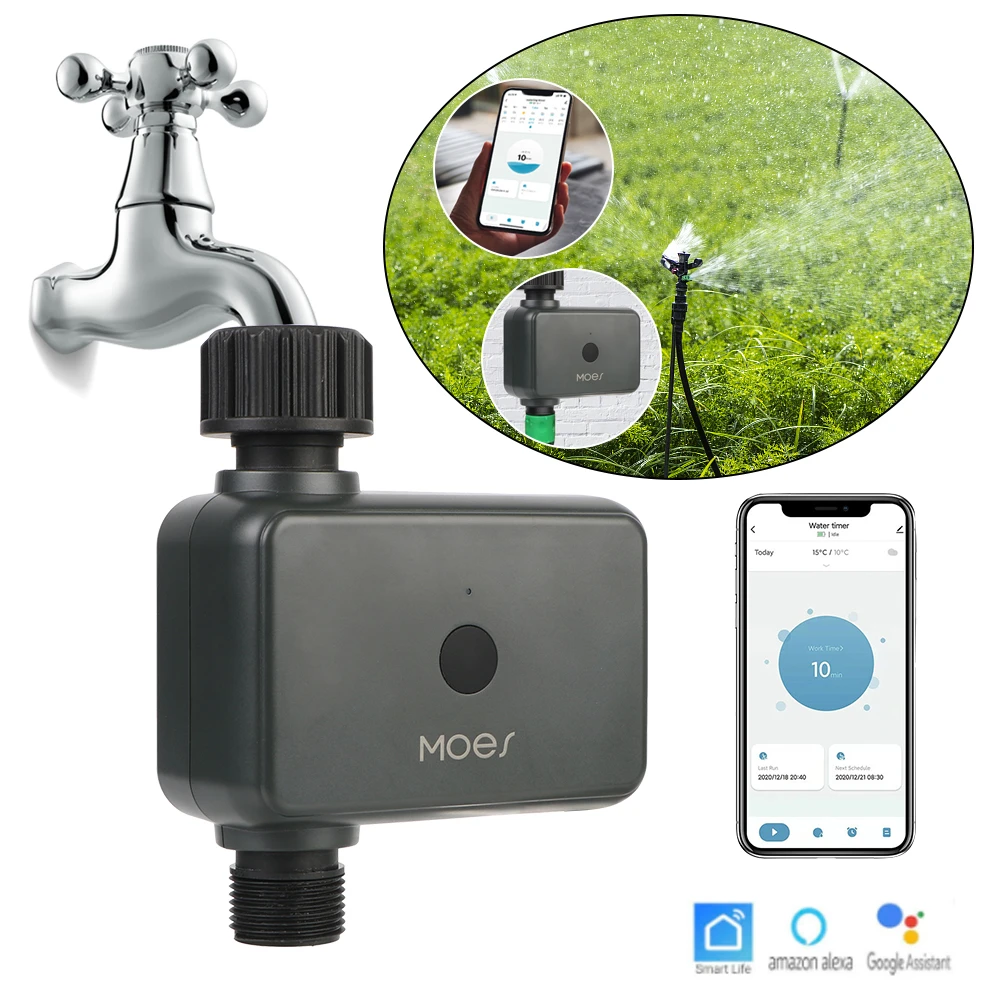 Smart Alexa Bluetooth Wifi Tuya Garden Irrigation Controller Watering Timer Battery Operated ...