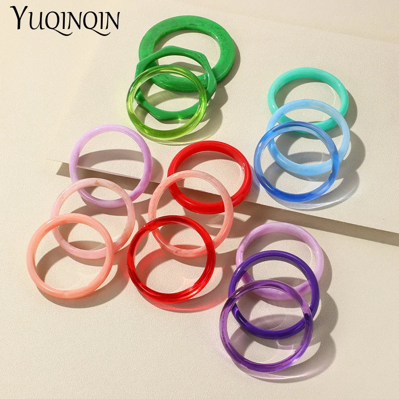 3PCS-Set-Trendy-Fashion-Resin-Acrylic-Bangles-For-Women-Geometry-Round ...