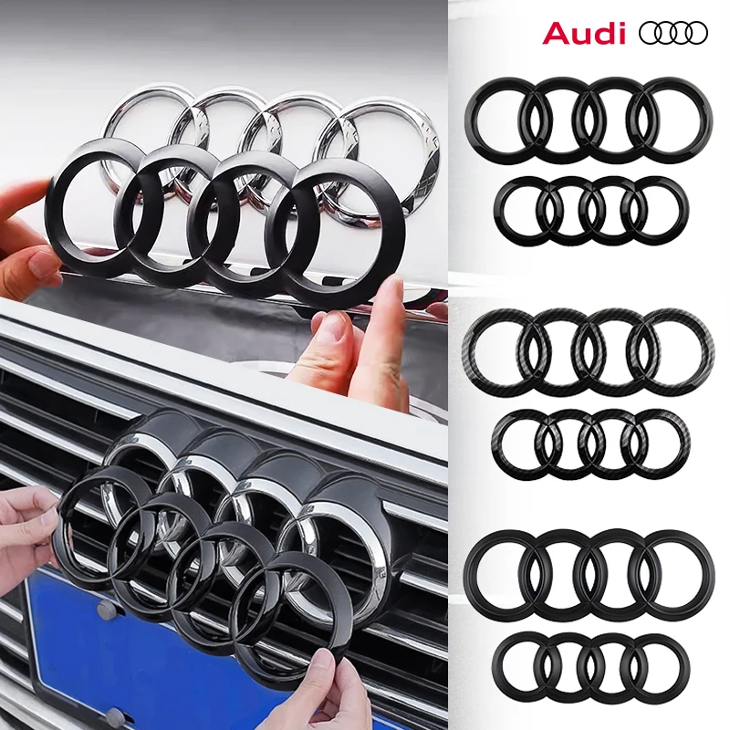 4-Ring-ABS-Black-Car-Hood-Front-Bonnet-Grill-Rear-Trunk-Emblem-Logo ...