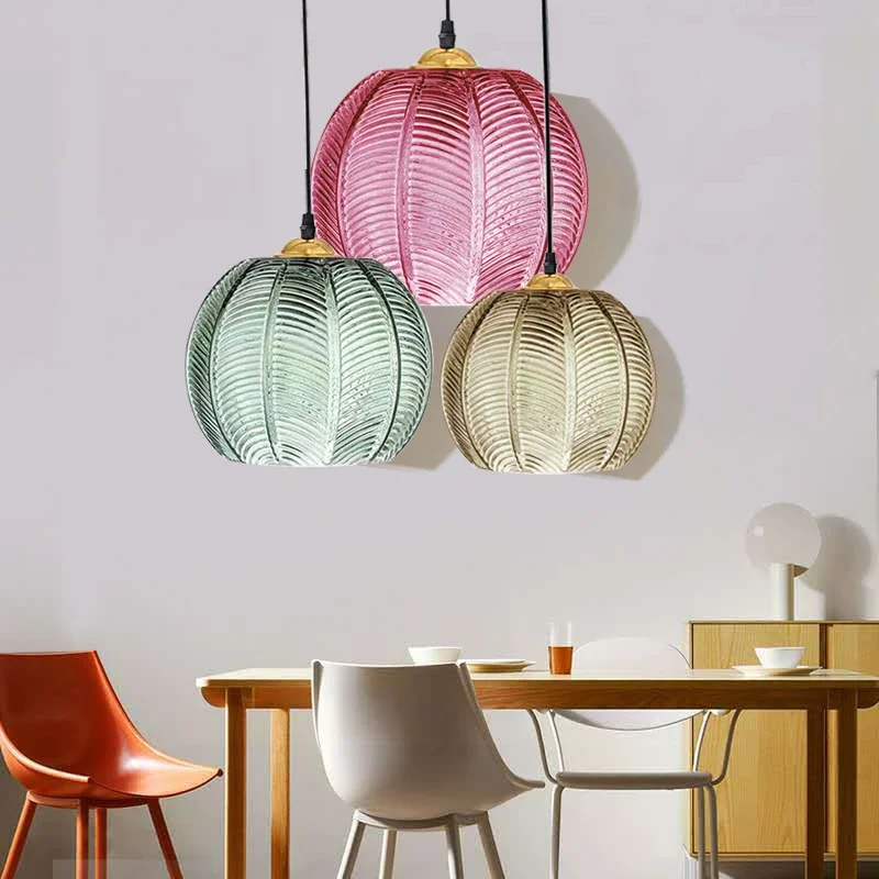 Nordic-Glass-Pendant-Light-Green-Leaf-Pattern-Lighting-For-Living-Room ...