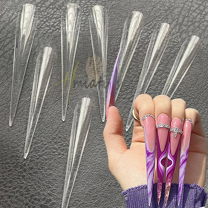 5Xl Extreme Long Stiletto Nails Full Cover Nails Artificial Acrylic ...