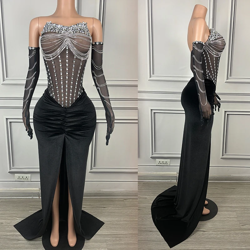 Black-Gogo-Dancer-Costume-Elegant-Rhinestone-Drag-Queen-Dress-Woman ...