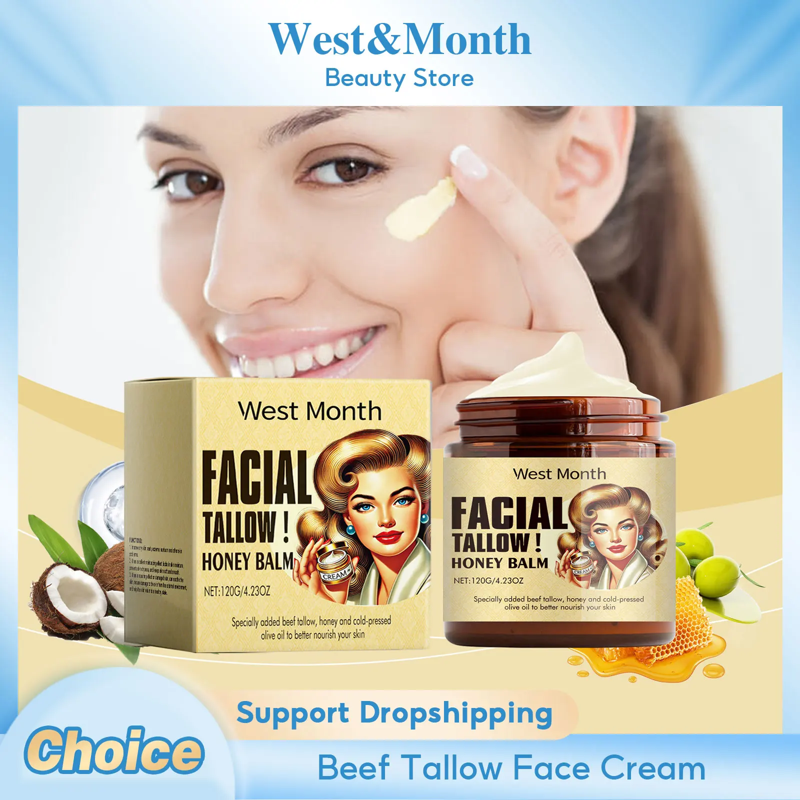 Beef Tallow Face Cream Anti-Wrinkle Moisturizing Dry Improve Redness ...