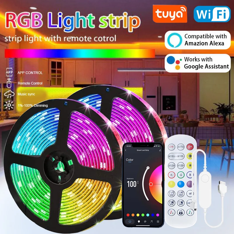 Tuya-LED-Strip-Light-WIFI-APP-Control-5050-RGB-Led-Lights-Alexa ...