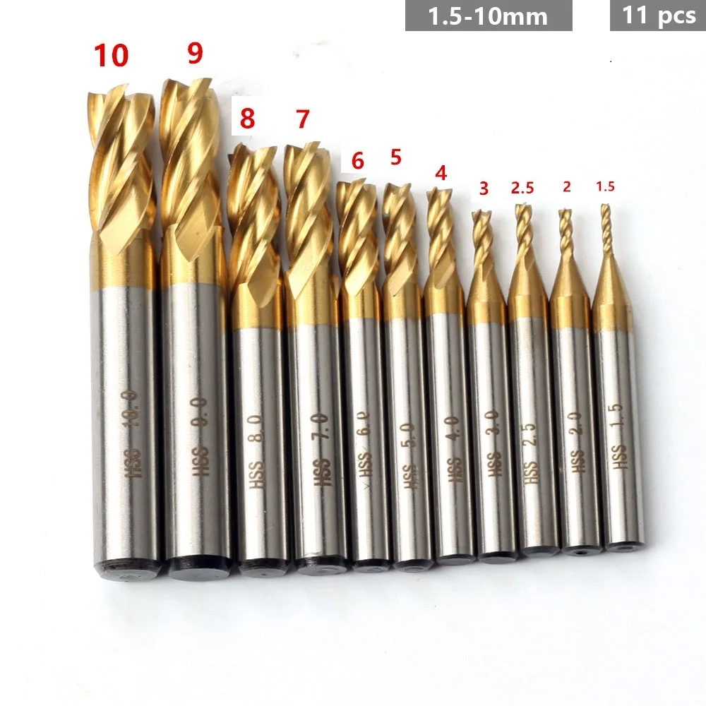 Fresas revestidas de tit nio HSS End Mill Set CNC Router Bit para Fresas revestidas de tit nio HSS End Mill Set CNC Router Bit para