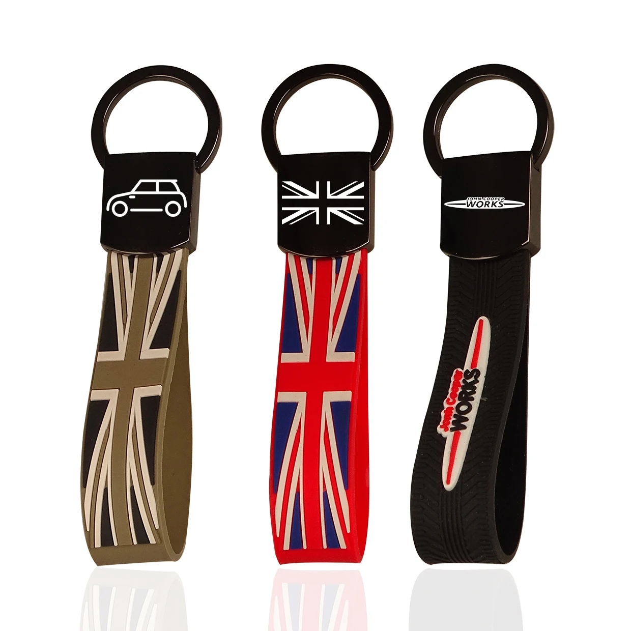 Metal And Rubber Car Key Chain Ring Remote Key Holder For Mini John ...