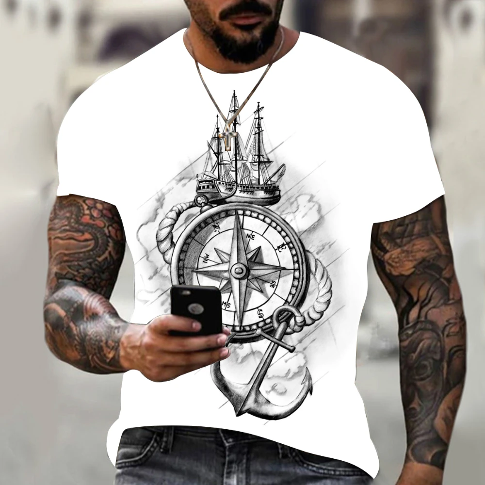 Compass-for-Men-3D-Printed-T-Shirt-Casual-Loose-Hip-Hop-Short-Sleeves ...