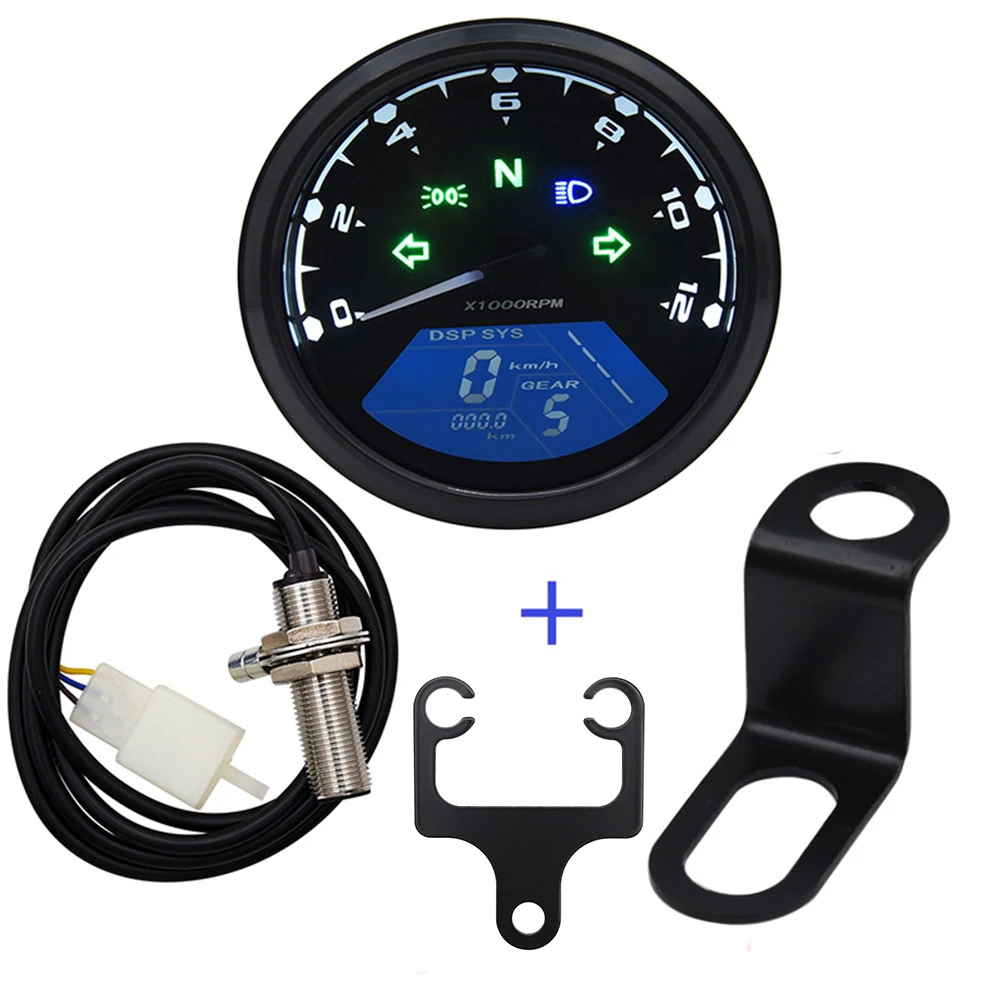 12v Motorcycle Speedometer Tachometer 1-4 Cylinders Motorbike Gauge ...